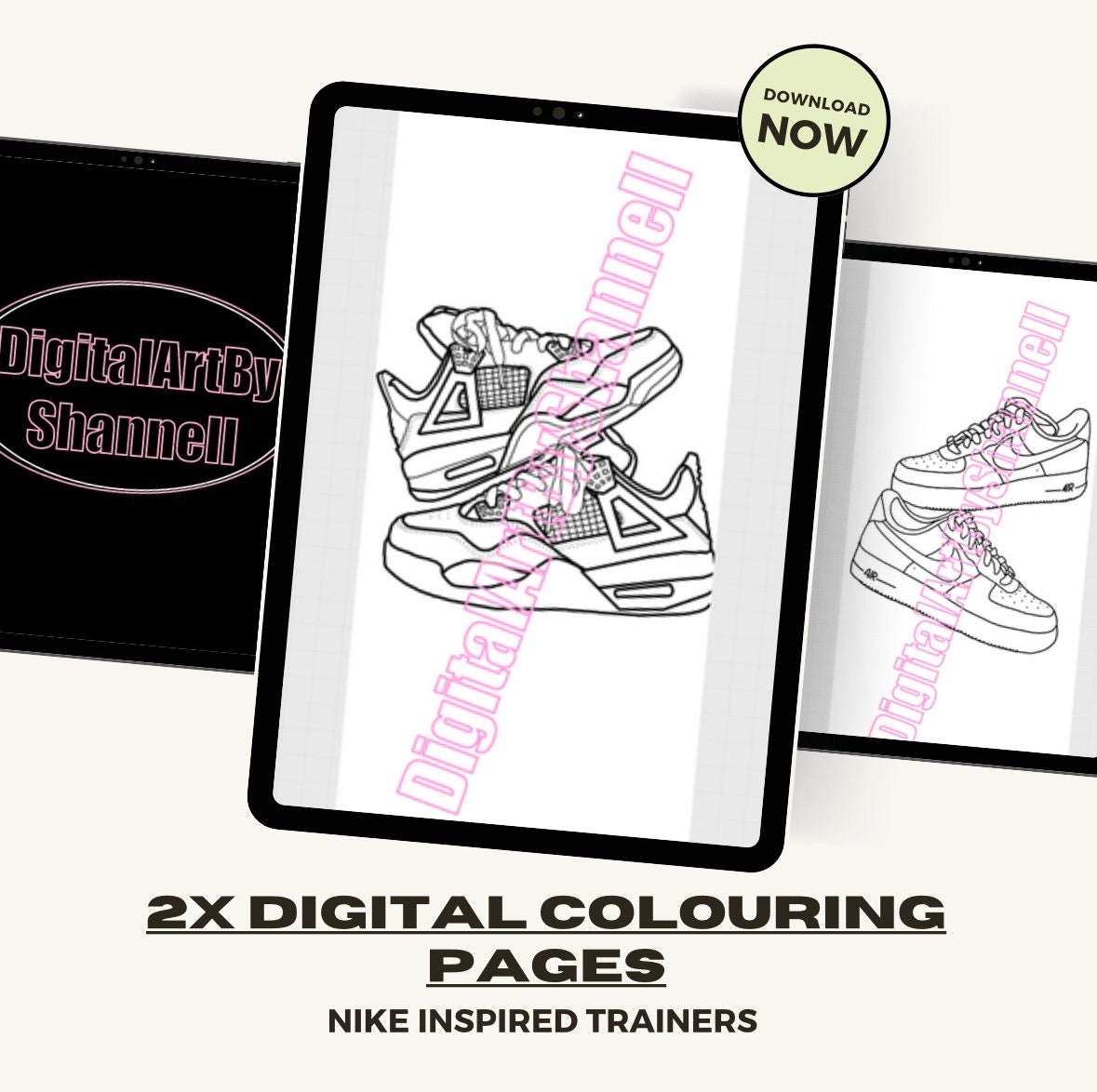 2 Digital and Printable Colouring Pages: Nike and Jordan Inspired ...
