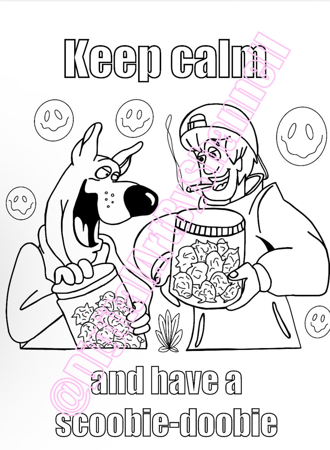 Cartoon Adult Colouring Page Scooby-doo and Shaggy / Weed - Etsy
