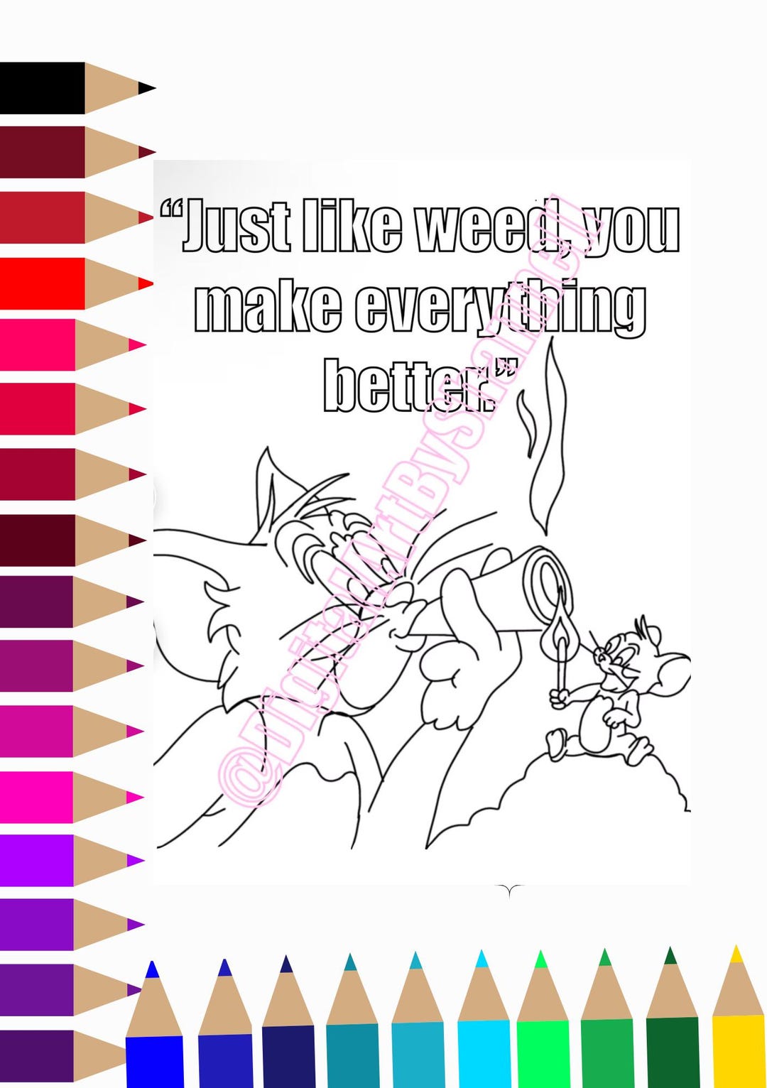 420 Digital Adult Colouring Page Tom and Jerry Colouring Page for ...