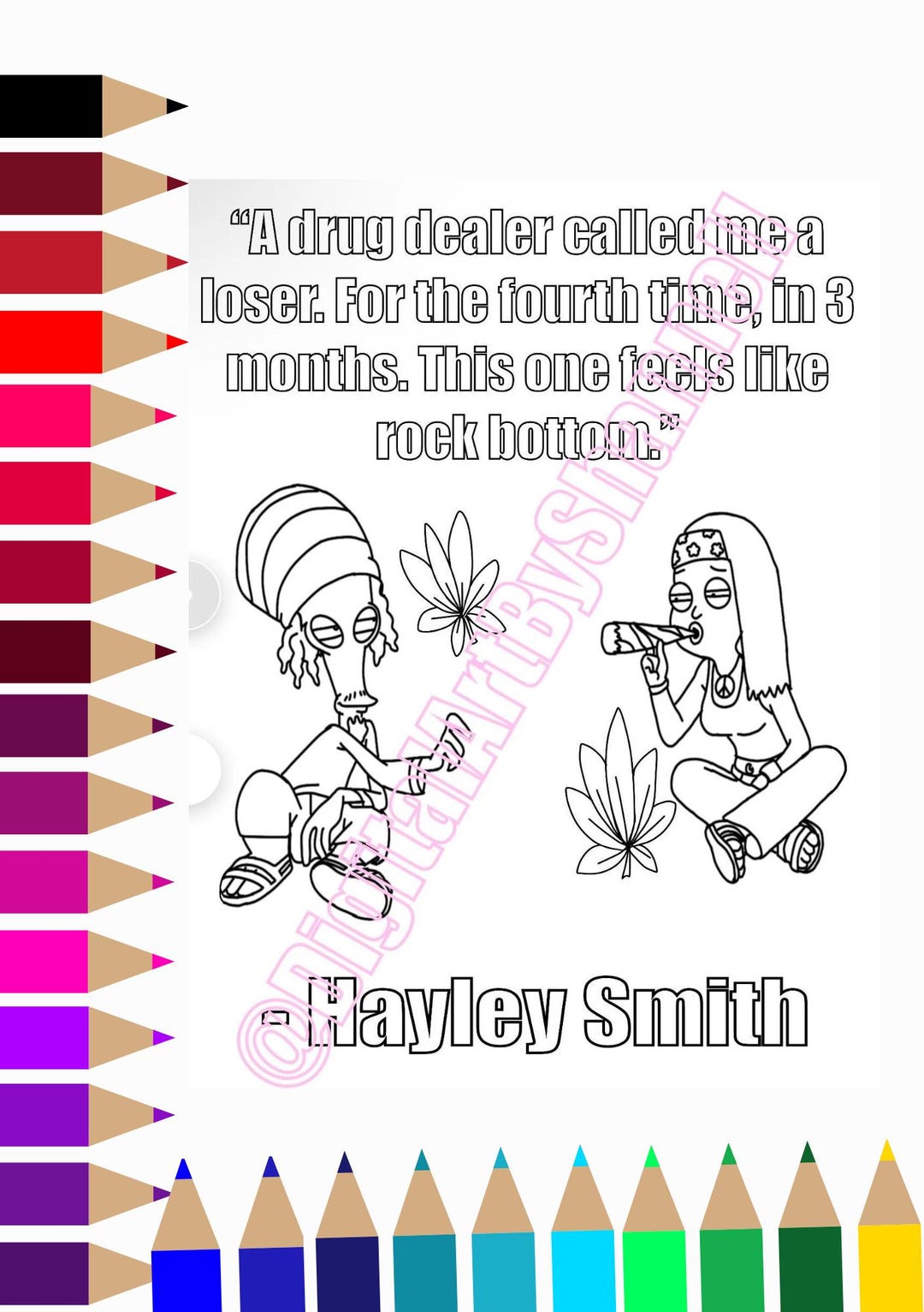 420 Digital Adult Colouring Page Rodger and Hayley From American Dad ...