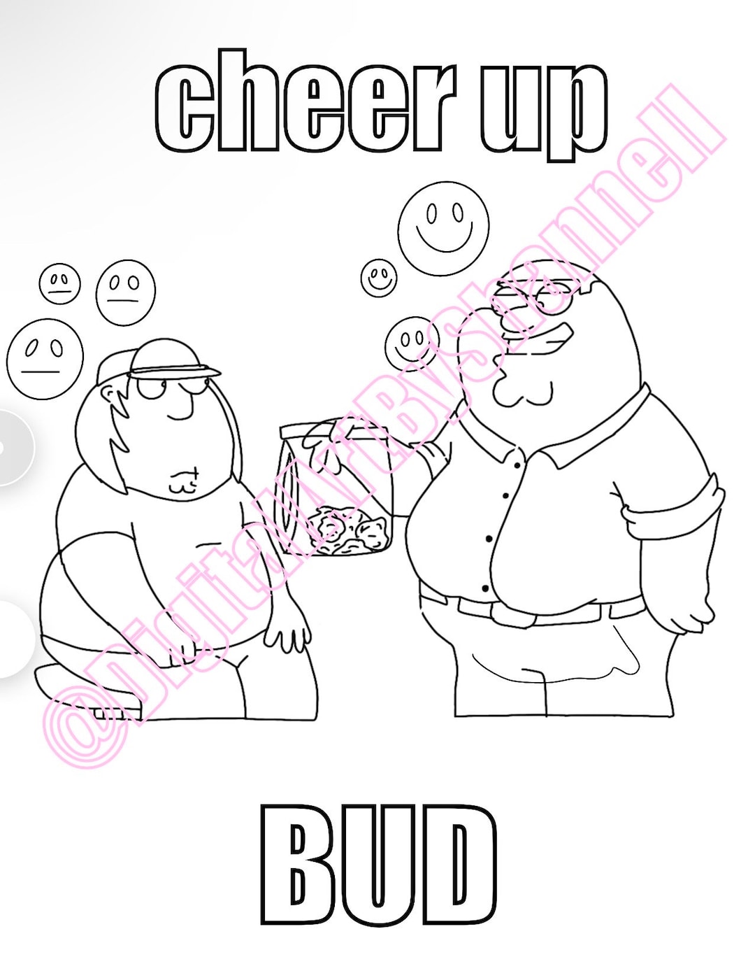 420 Digital Adult Colouring Page Peter Griffin and Chris Griffin ...