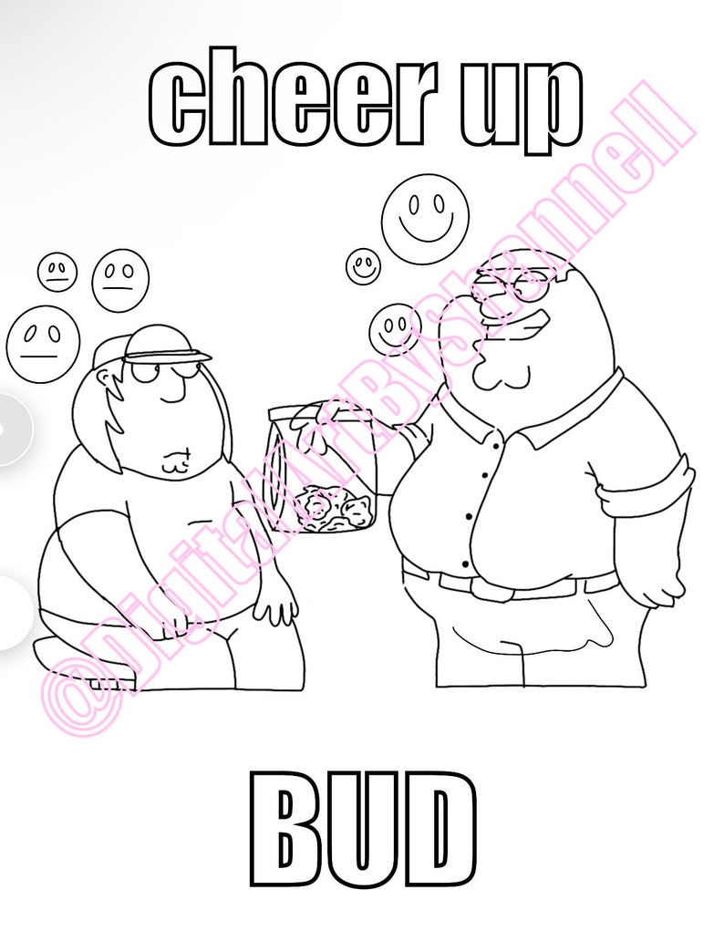 420 Digital Adult Colouring Page Peter Griffin and Chris Griffin ...