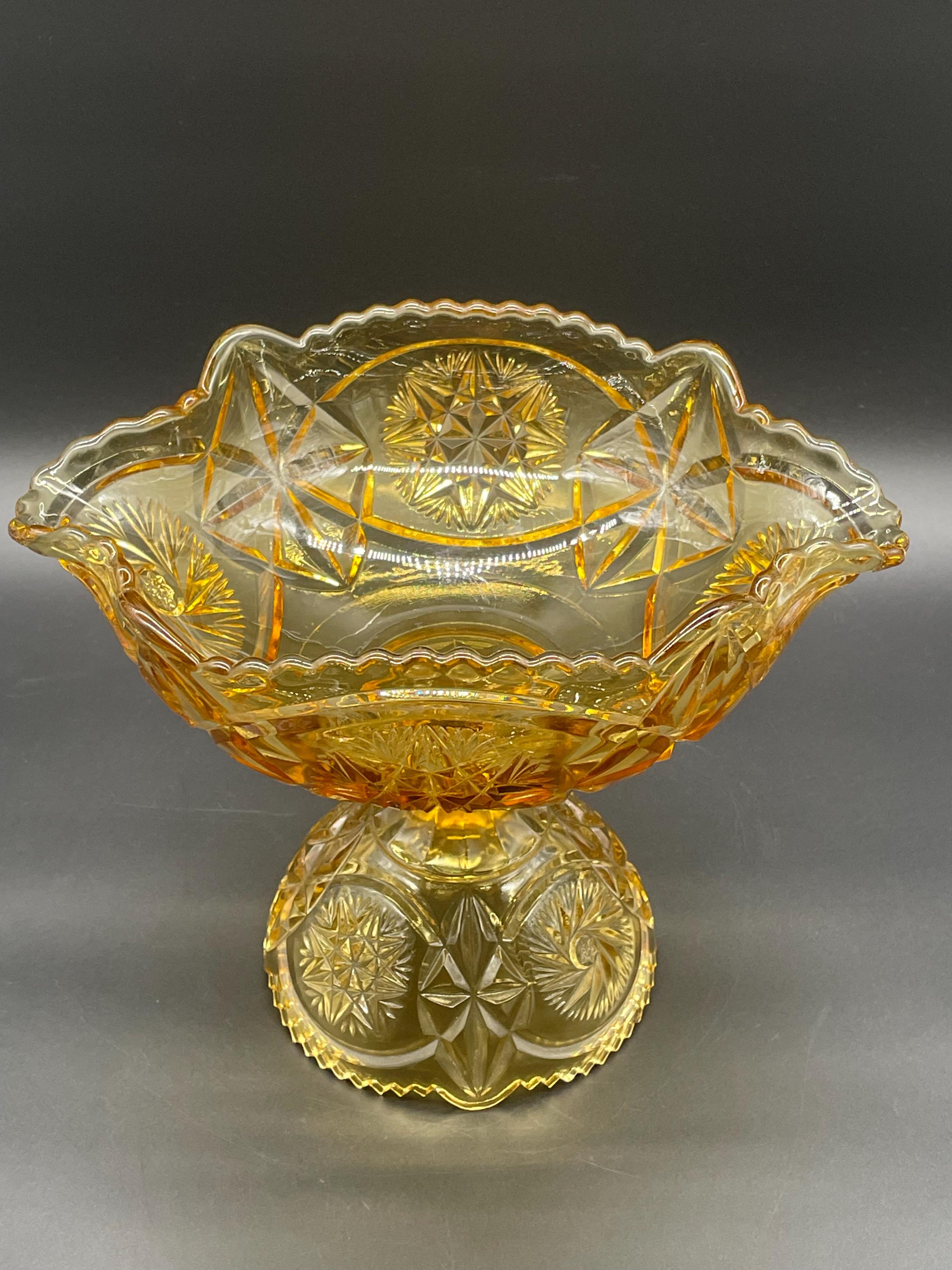 Amber Pressed GLASS CENTERPIECE BOWL Banana Fruit - Etsy