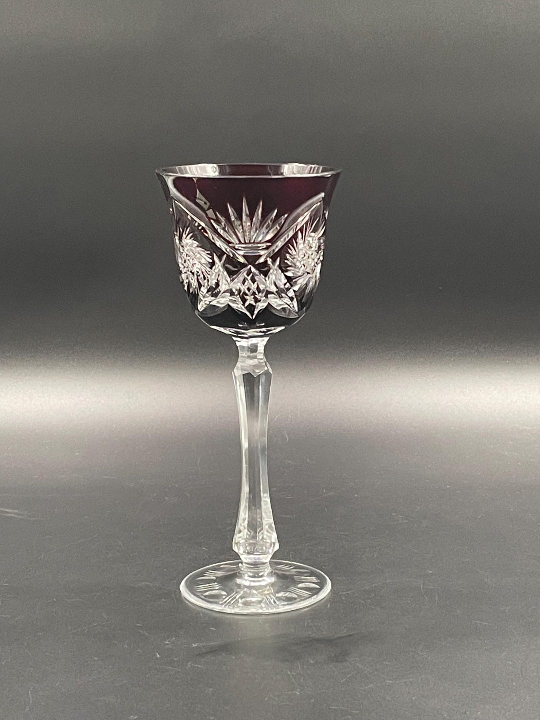 Buy Imperial Bohemian Ruby Red Overlay Crystal Goblet, Hand Cut ...