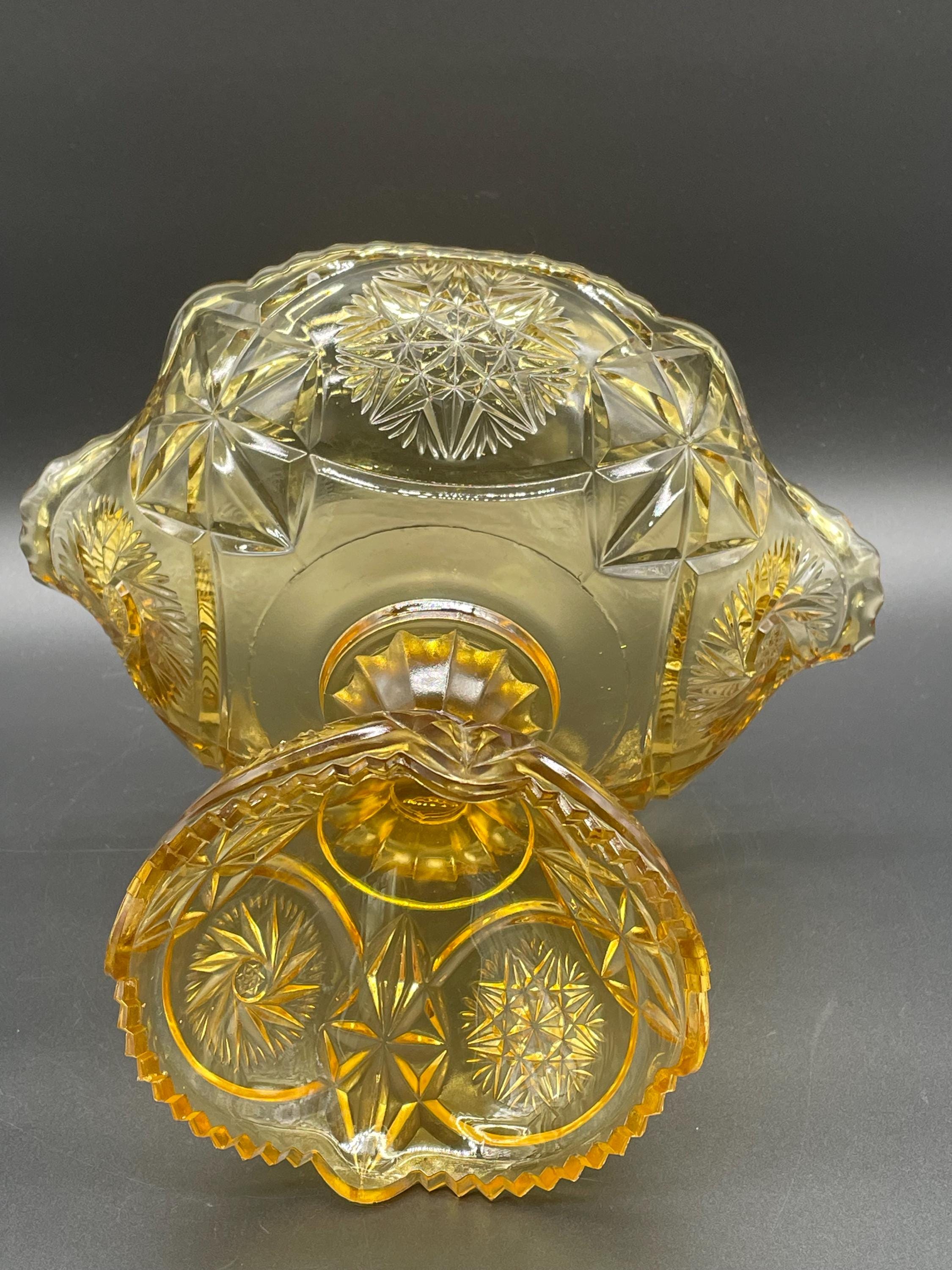 Amber Pressed GLASS CENTERPIECE BOWL Banana Fruit - Etsy