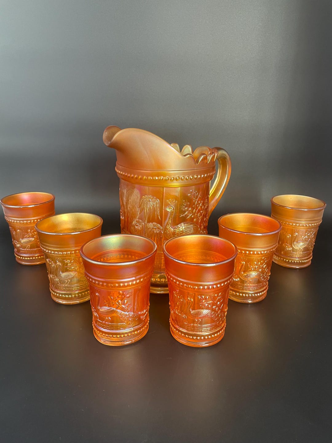 Carnival Lemonade Set Pitcher and Six Tumblers - Etsy