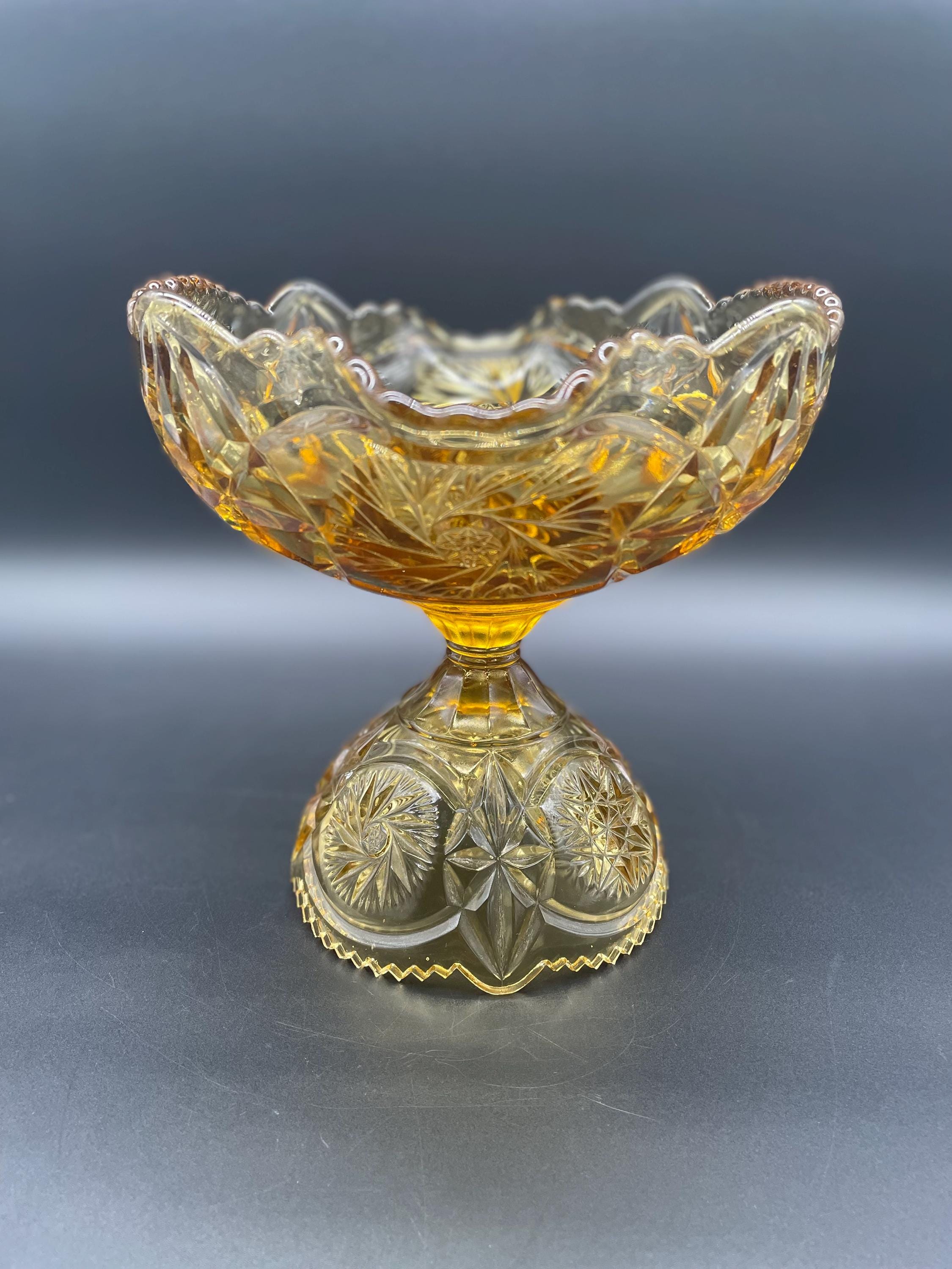 Amber Pressed GLASS CENTERPIECE BOWL Banana Fruit - Etsy