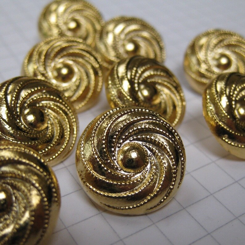 10 Small Gold Swirl Shank Buttons | Etsy