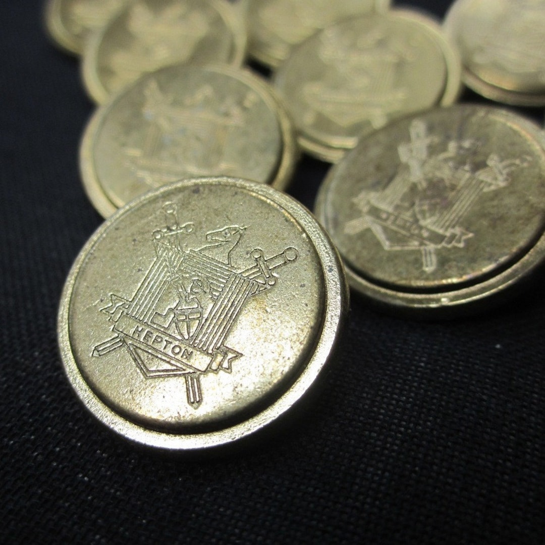 10 Large Gold Metallic Shank Hepton Buttons - Etsy