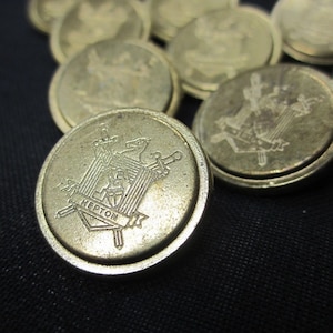 10 Large Gold Metallic Shank Hepton Buttons - Etsy