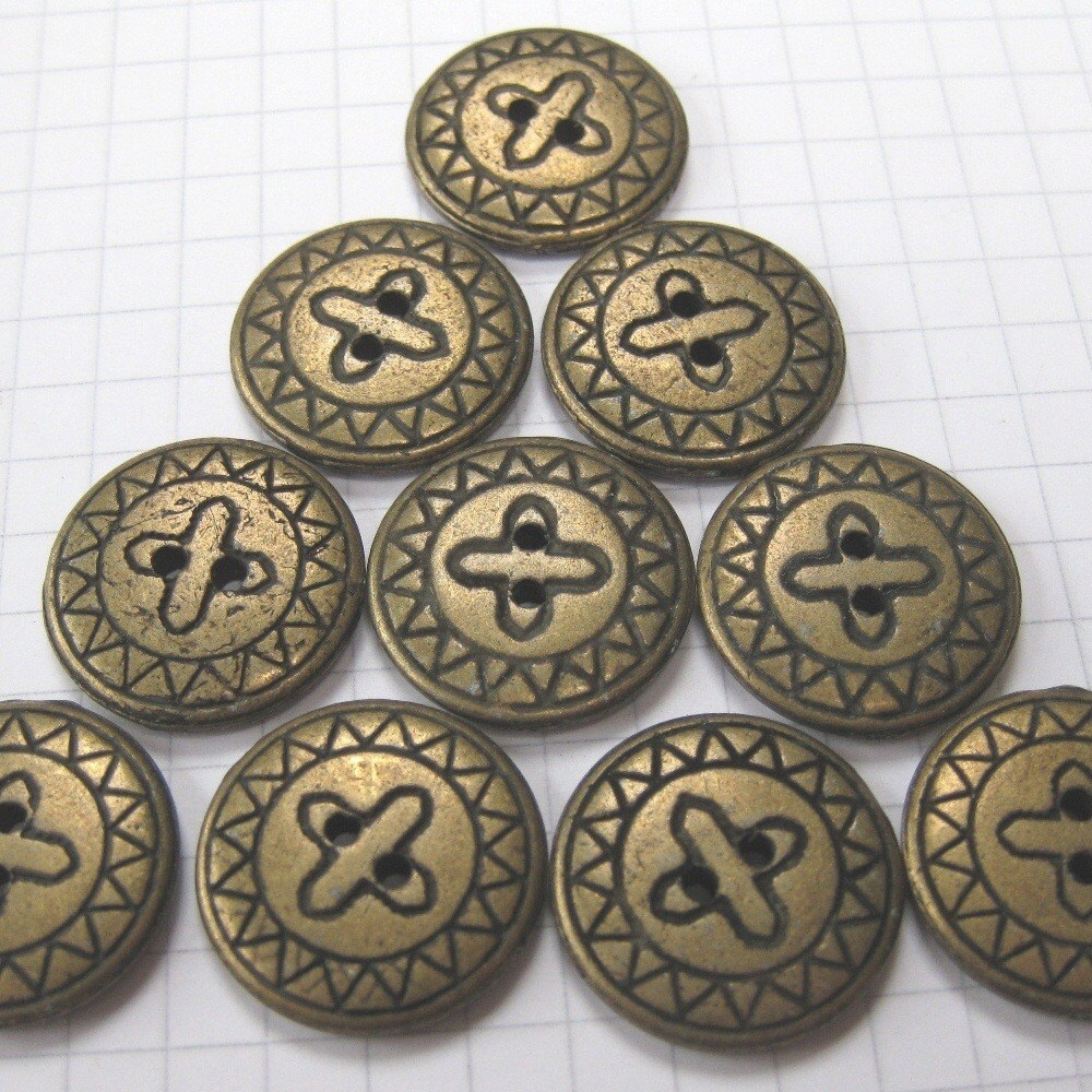10 Flat Patterned Bronze Buttons | Etsy