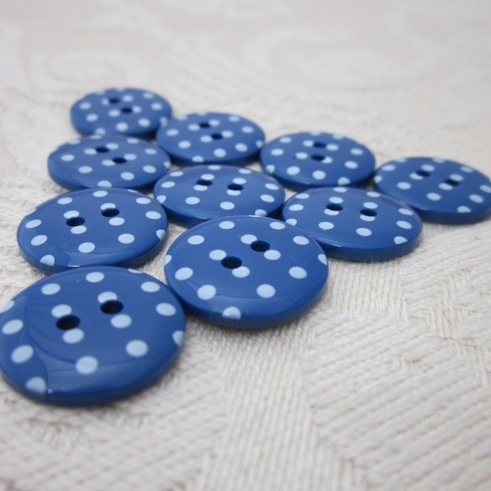 10 Small Dark Blue Polkadot Buttons - Etsy