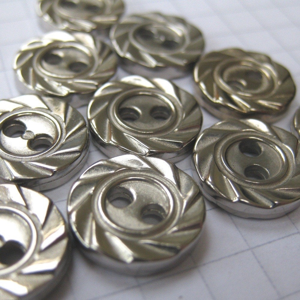 25 Tiny Textured Silver Buttons - Etsy UK