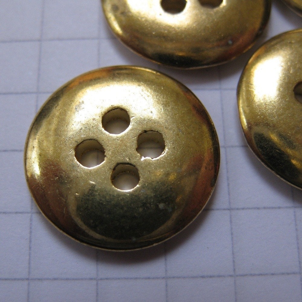 10 Small Flat Brass Buttons - Etsy