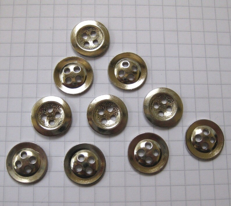 10 Small Silver Buttons - Etsy