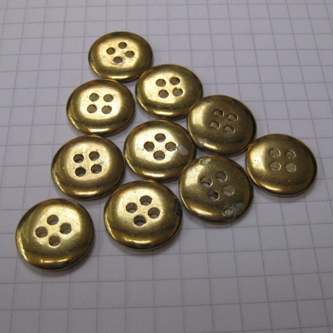 10 Small Flat Brass Buttons - Etsy