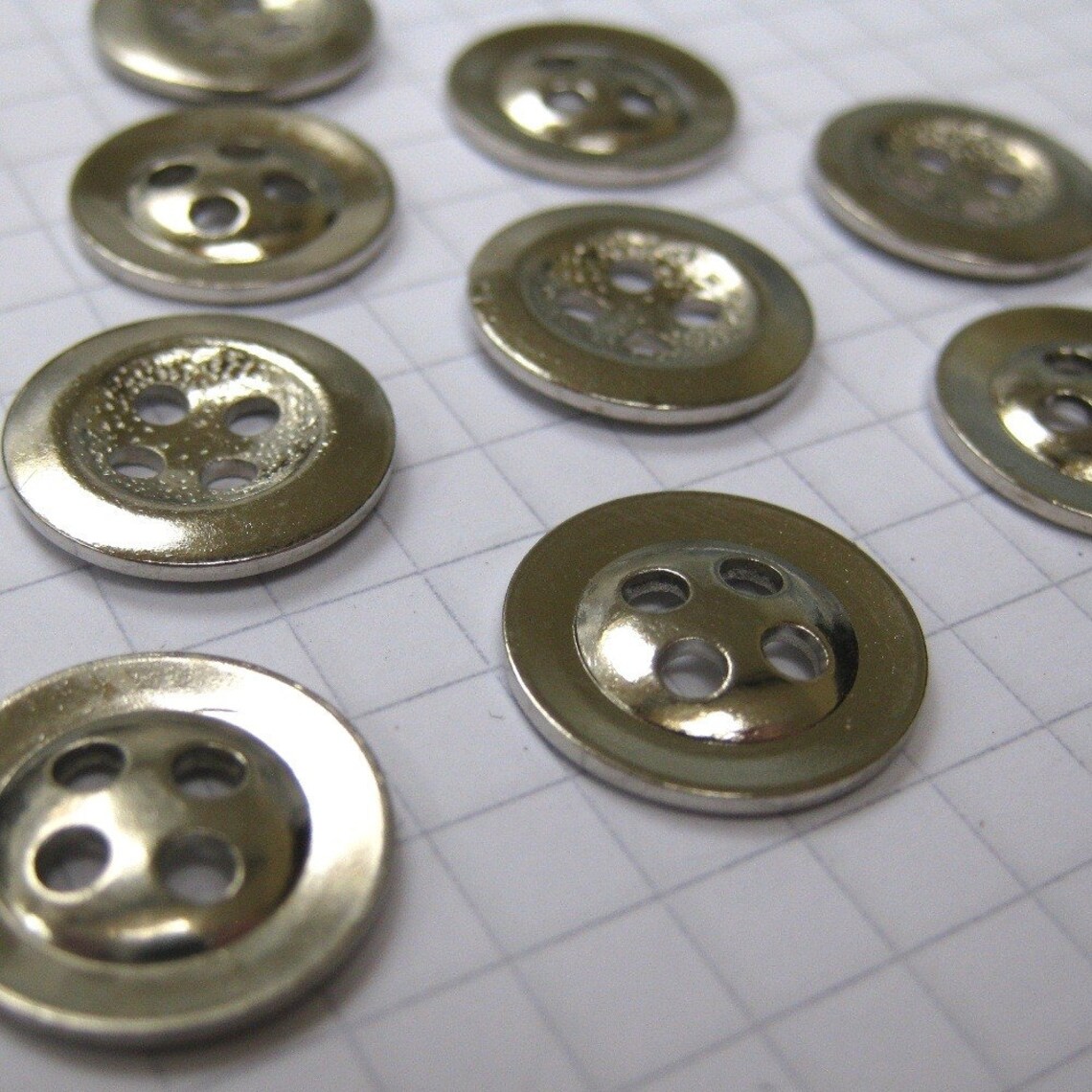 10 Small Silver Buttons - Etsy