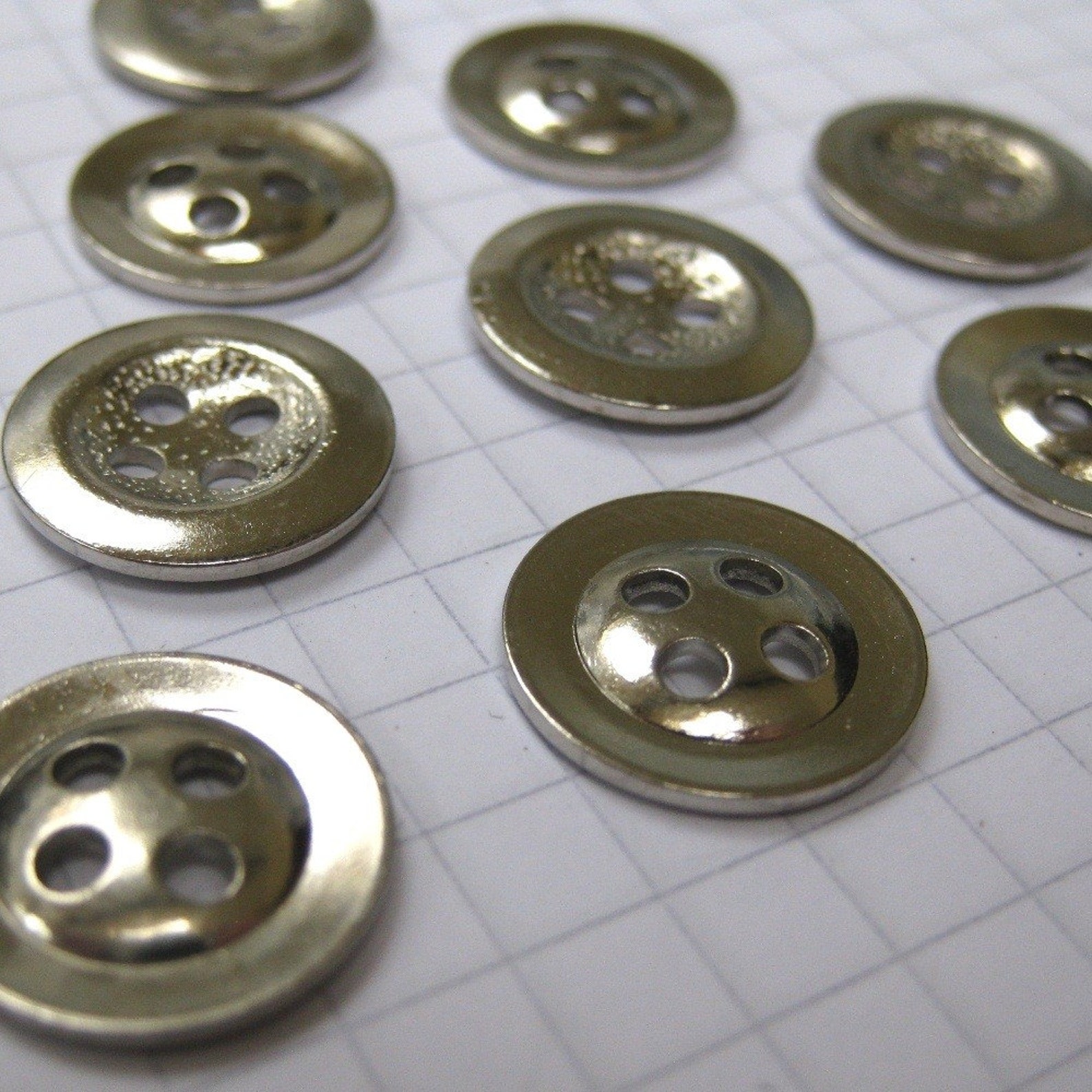 10 Small Silver Buttons - Etsy