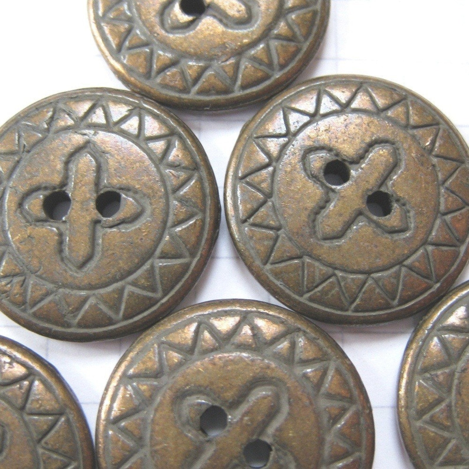 10 Flat Patterned Copper Buttons | Etsy
