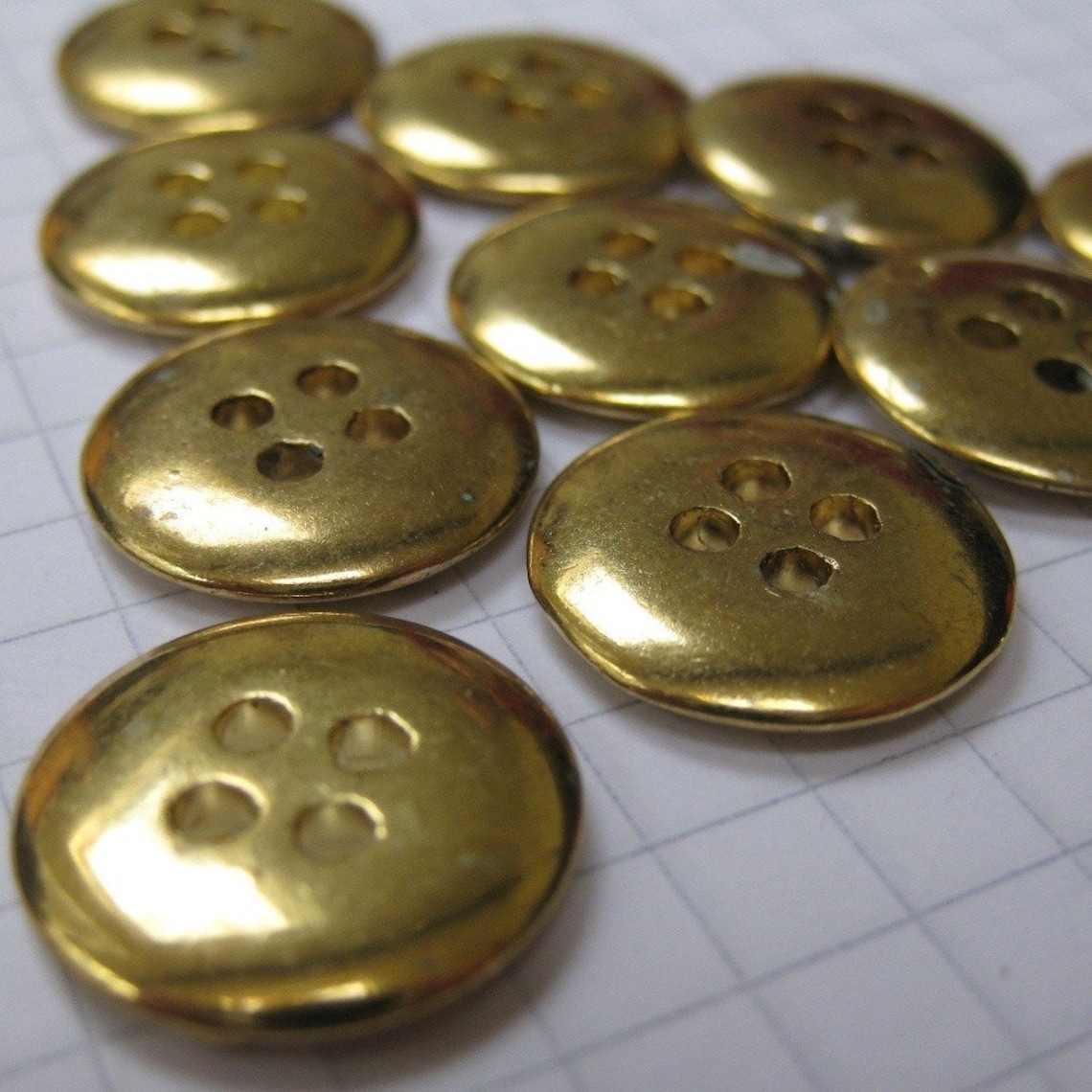 10 Small Flat Brass Buttons - Etsy