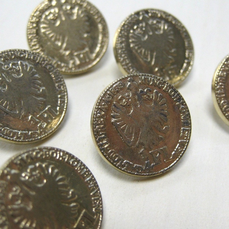 10 Small Gold Coin Buttons - Etsy