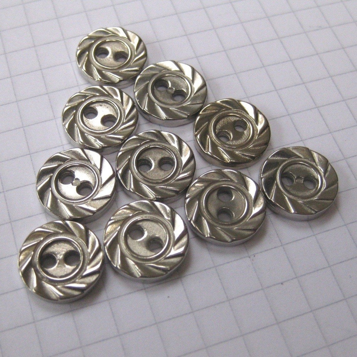 25 Tiny Textured Silver Buttons - Etsy UK