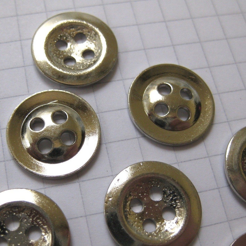 10 Small Silver Buttons - Etsy