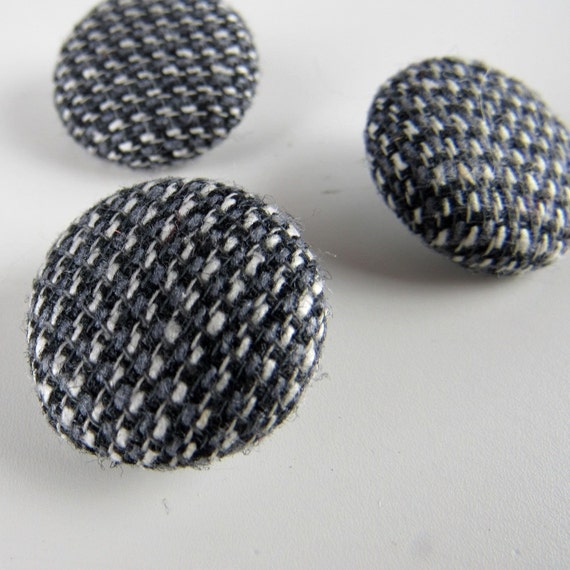 3 Small Black and Grey Dogstooth Tweed Fabric Buttons Buttons Paper ...