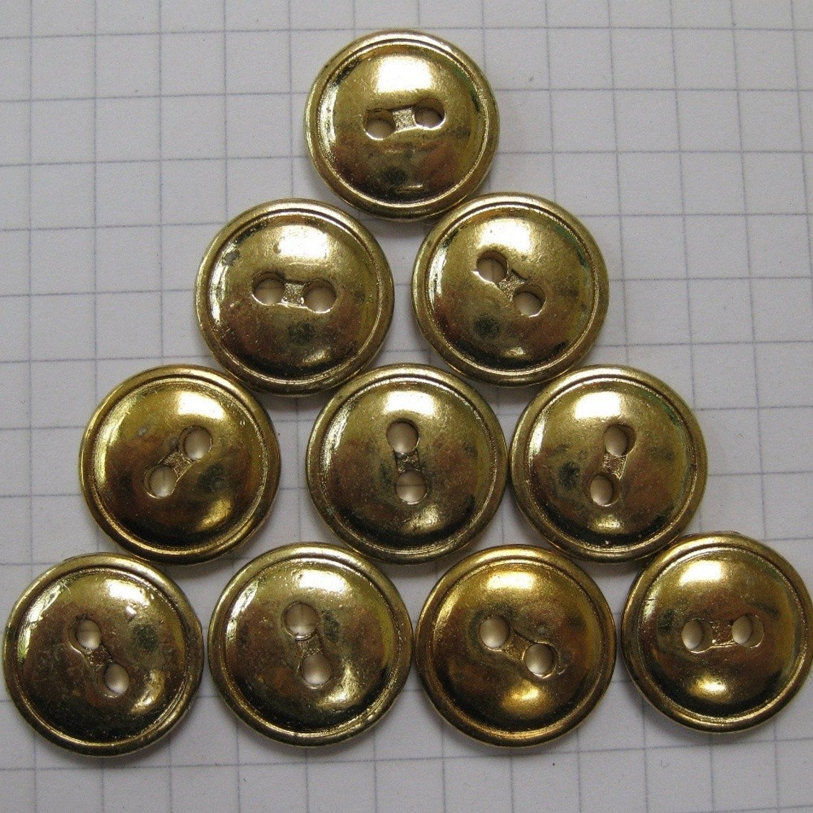10 Small Flat Brassy Buttons Metal Rim Buttons - Etsy