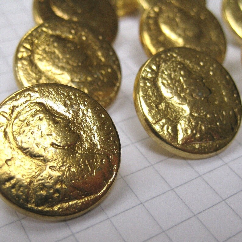 10 Small Gold Roman Emperor Coin Buttons | Etsy