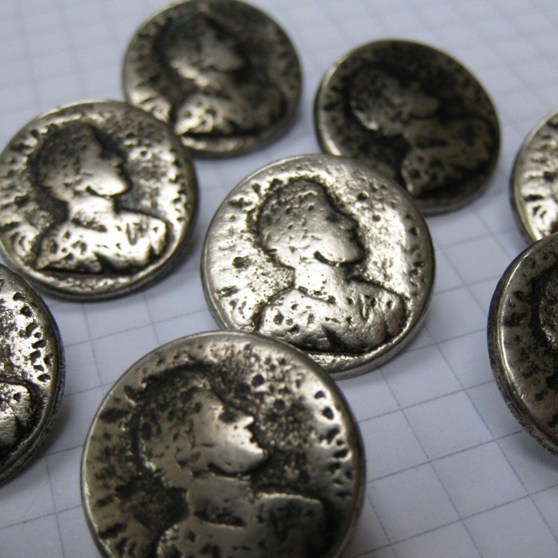 10 Small Silver Roman Emperor Buttons | Etsy