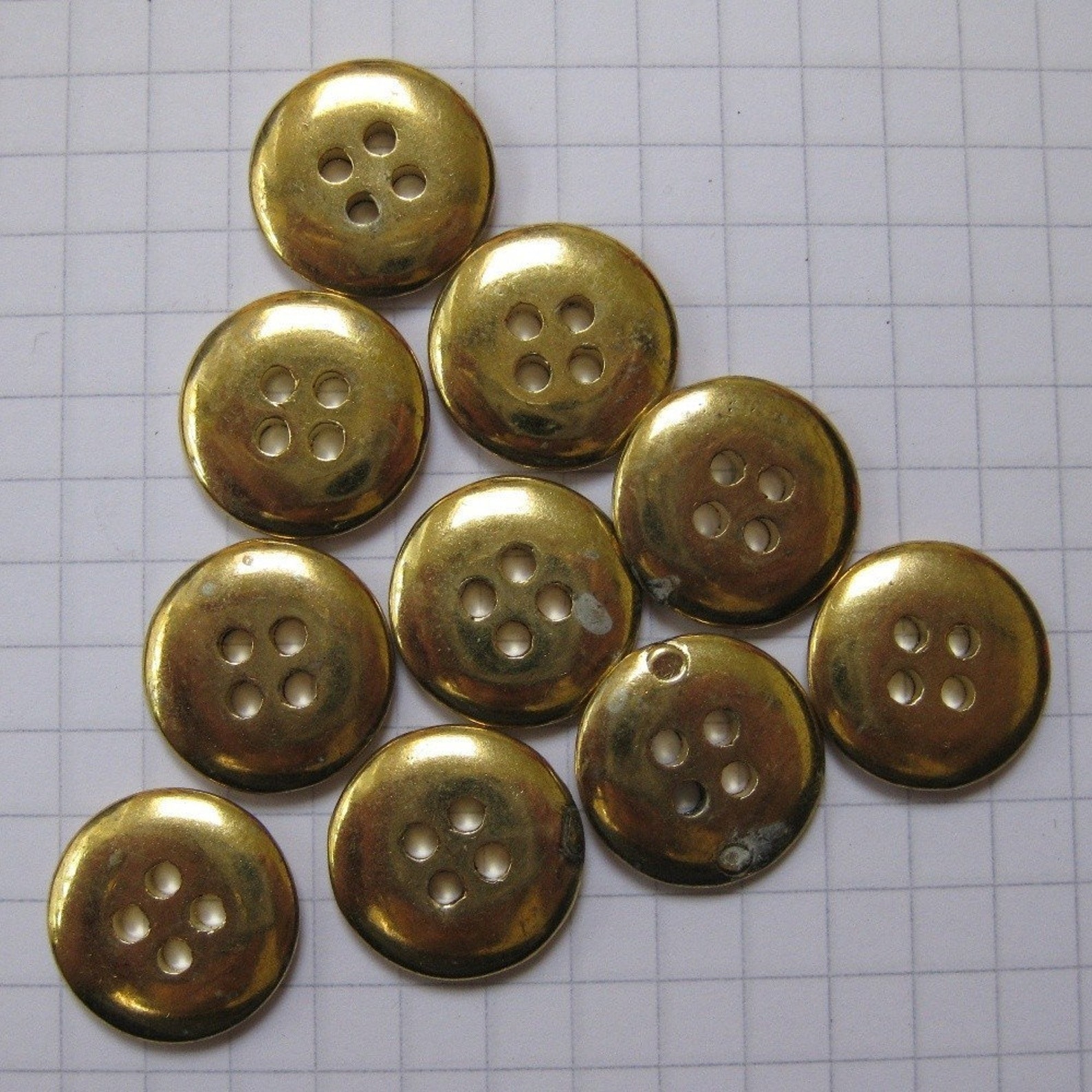 10 Small Flat Brass Buttons - Etsy