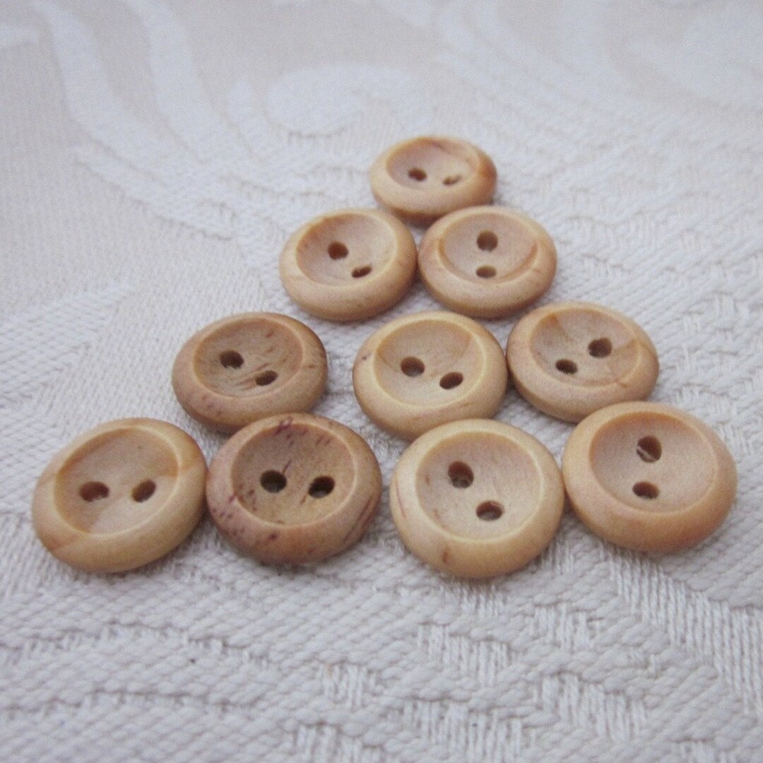 10 Small, Half Inch Concave Wooden Buttons - Etsy
