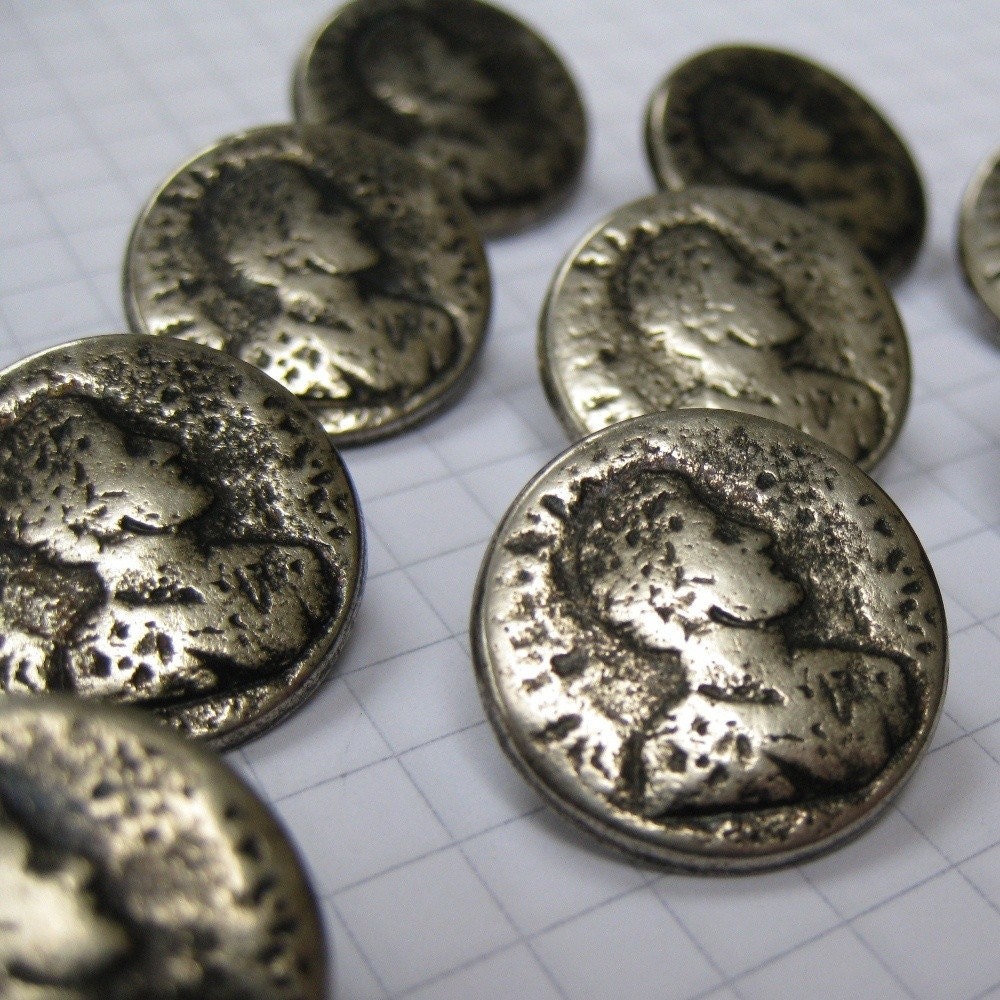 10 Small Silver Roman Emperor Buttons - Etsy