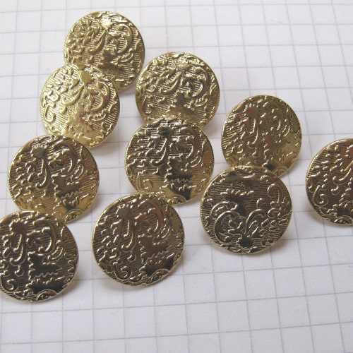 10 Large Gold Swirl Shank Buttons - Etsy