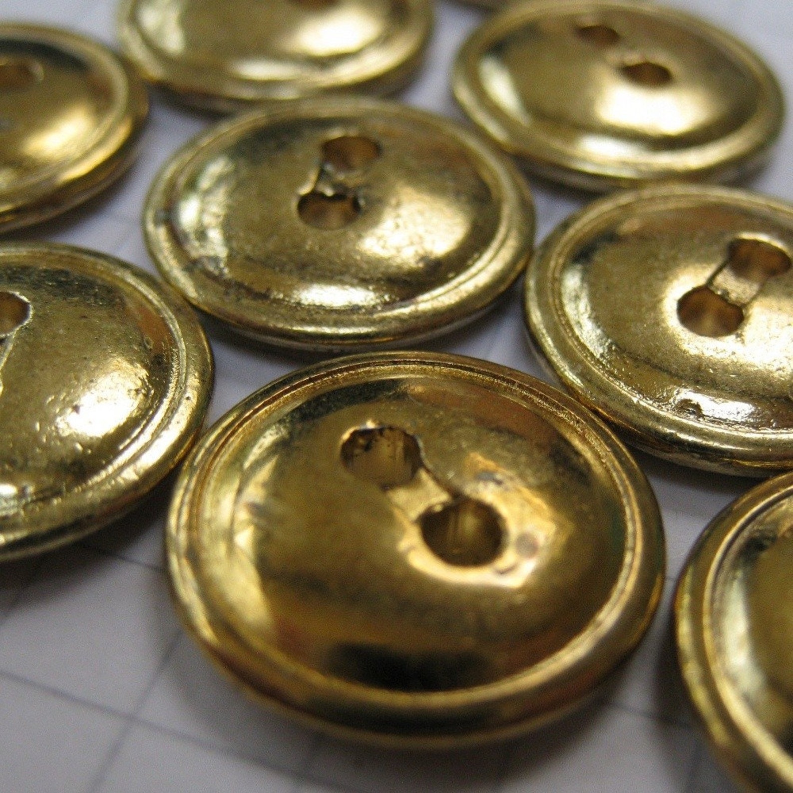 10 Small Flat Brassy Buttons Metal Rim Buttons - Etsy