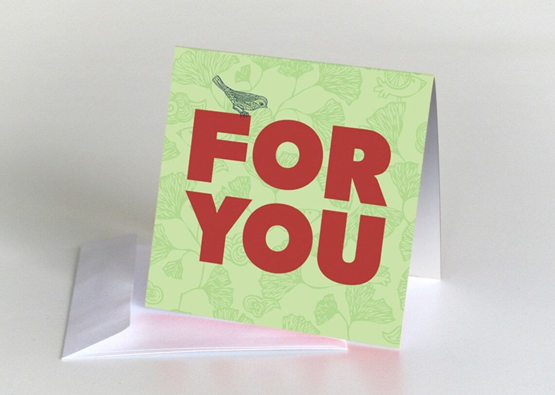 For you greeting card Typographic card Blank card Romantic | Etsy