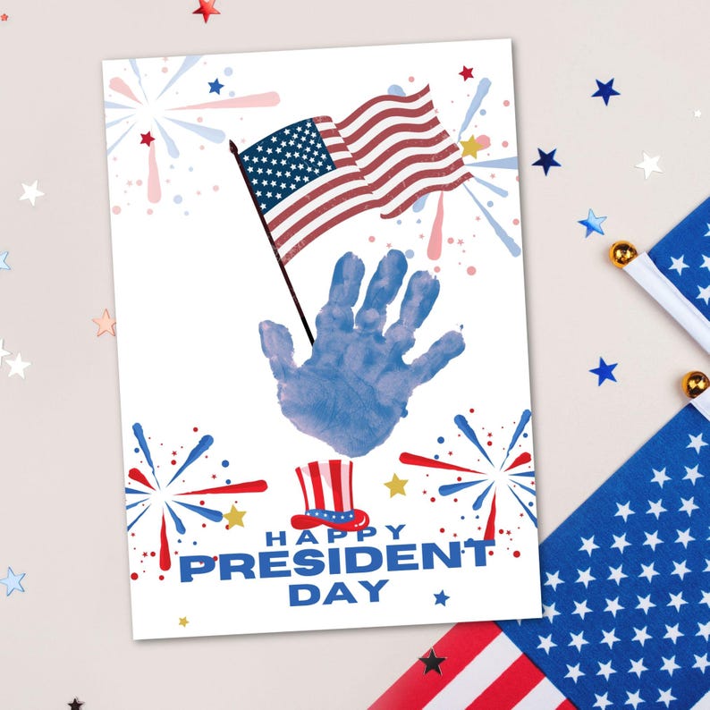 President's Day Handprint Art, USA Presidents Day Craft, Printable ...
