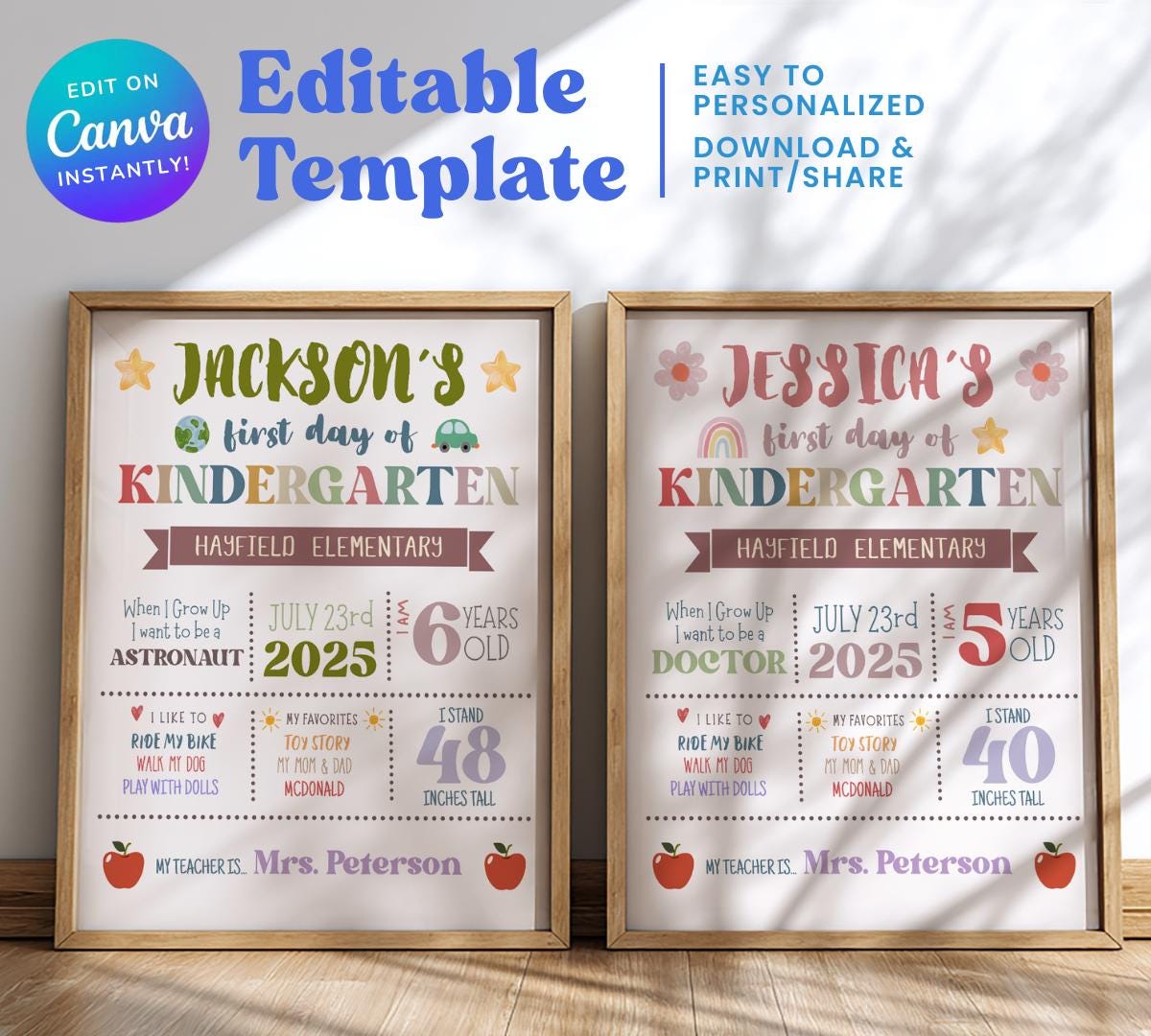 Editable Back to School Sign Reusable Personalized Signs Template ...