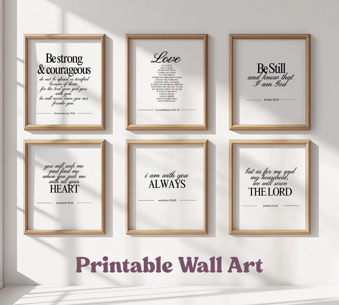 Christian Wall Art, Farmhouse Decor, Black and White Prints Set of 6 ...