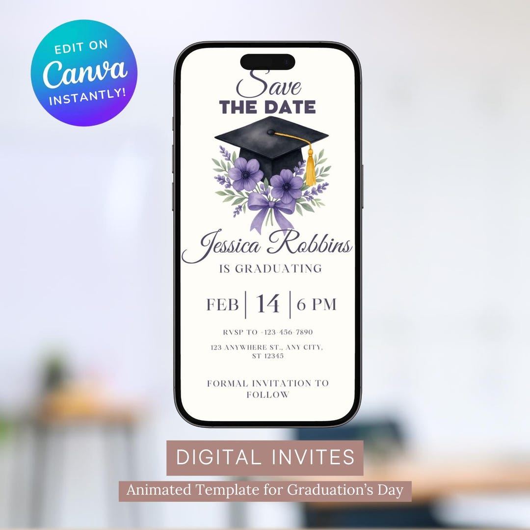 Graduation Save the Date Invitation. Digital College or High School ...