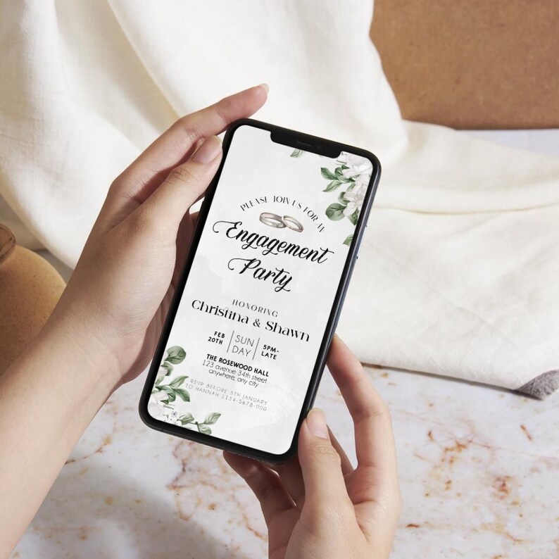 Electronic Engagement Party Invite, Boho Engagement Evite, Digital ...