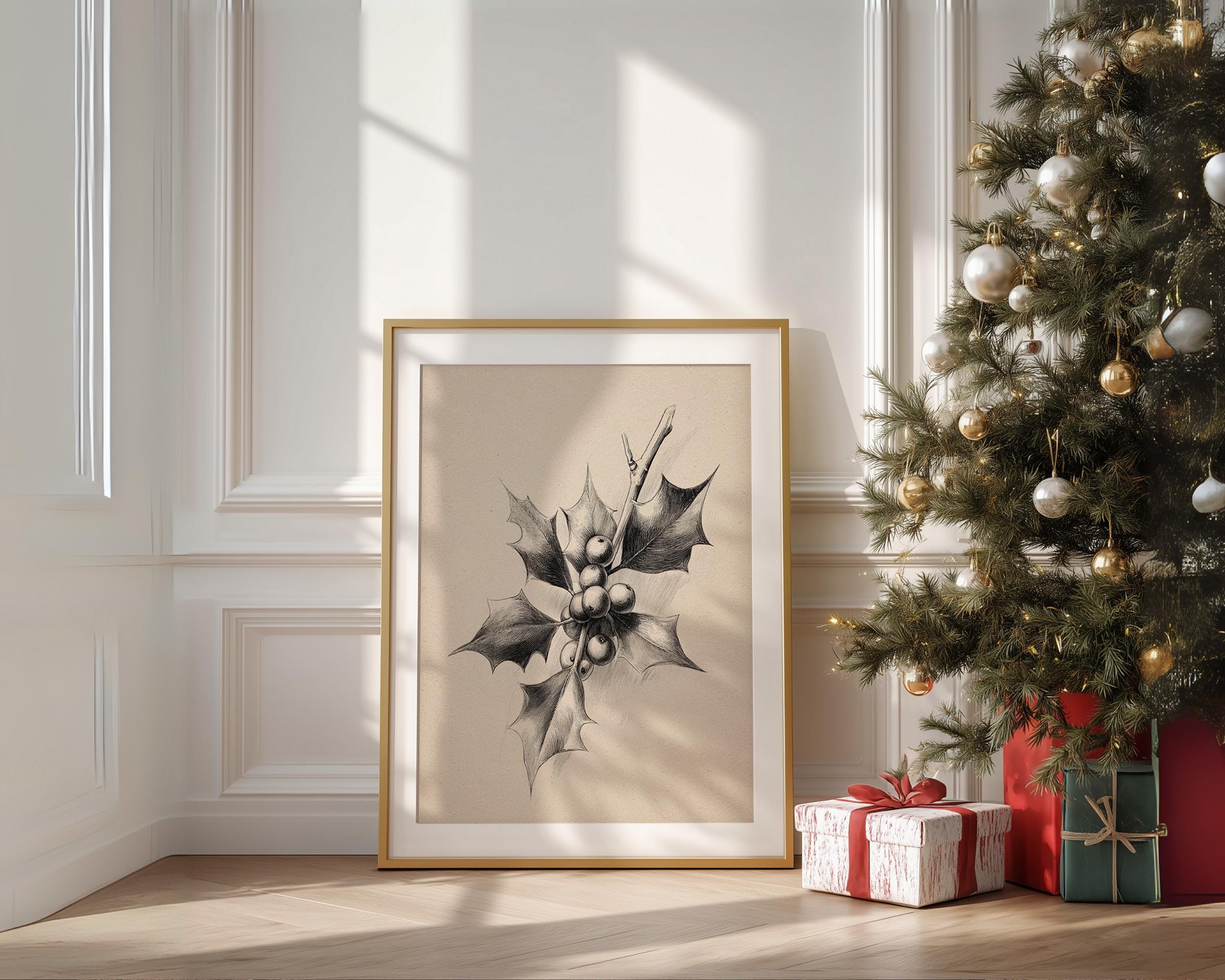 Printable Vintage Christmas Wall Art Set of 3, Digital Prints ...