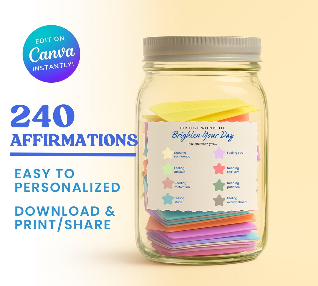 Daily Affirmations Jar, Encouragement and Motivation, Positive Quotes ...