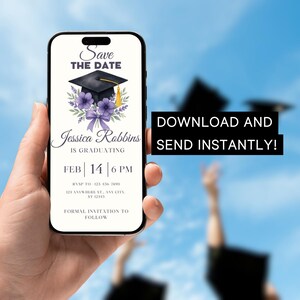Graduation Save the Date Invitation. Digital College or High School ...