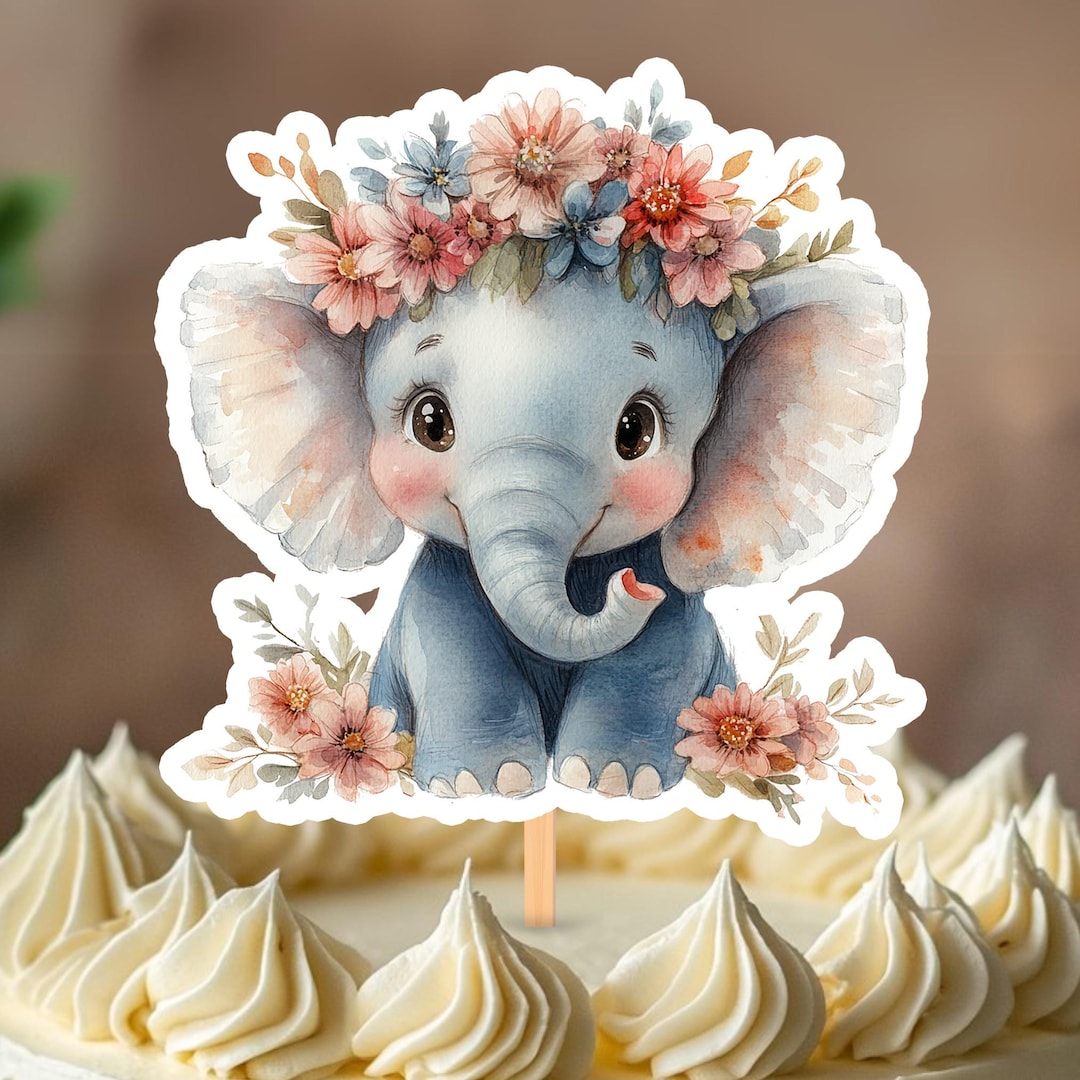 PRINTABLE Elephant Centerpieces Pink Elephant Cake Topper Elephant ...