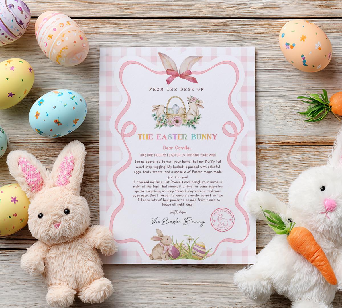 Editable Easter Bunny Letter, Instant Download, Personalized Printable ...