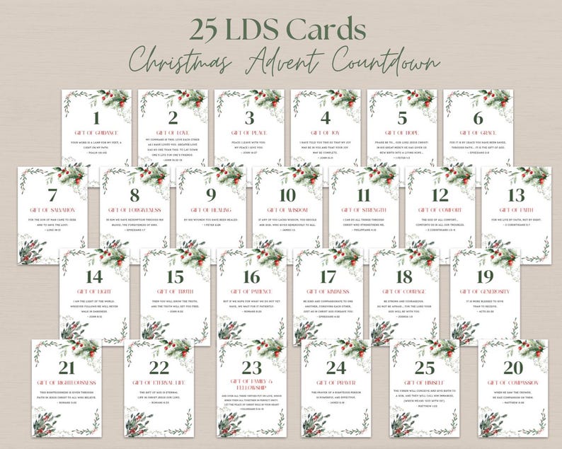 LDS 25 Gifts From Jesus Christ, Christmas Missionary Ministering Relief ...