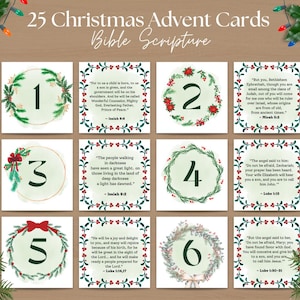 Printable Advent Scripture Cards, Bible Verse Card, Christmas Countdown ...