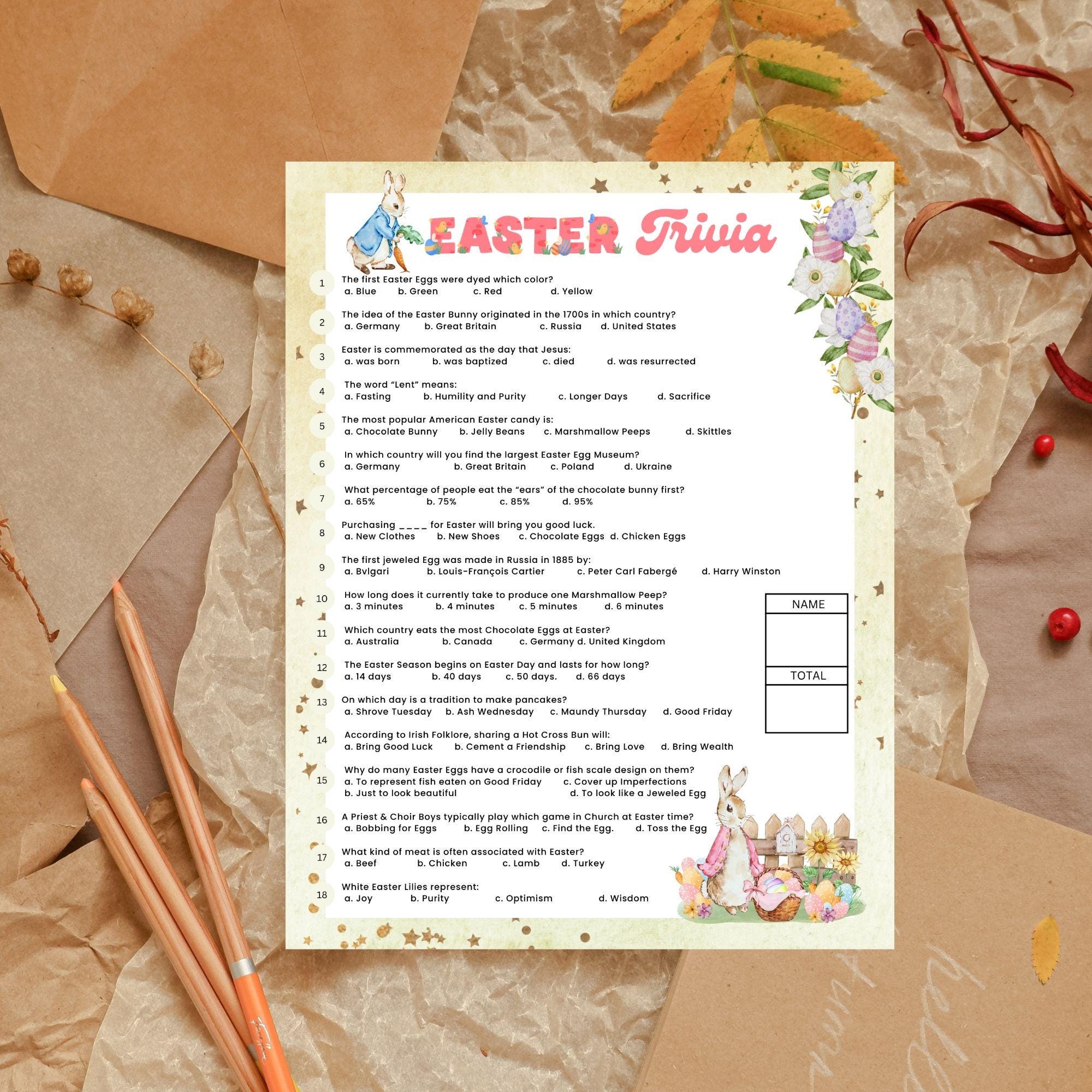 Easter Games, Easter Trivia Party Game, Adult Trivia Game, Teen Easter ...